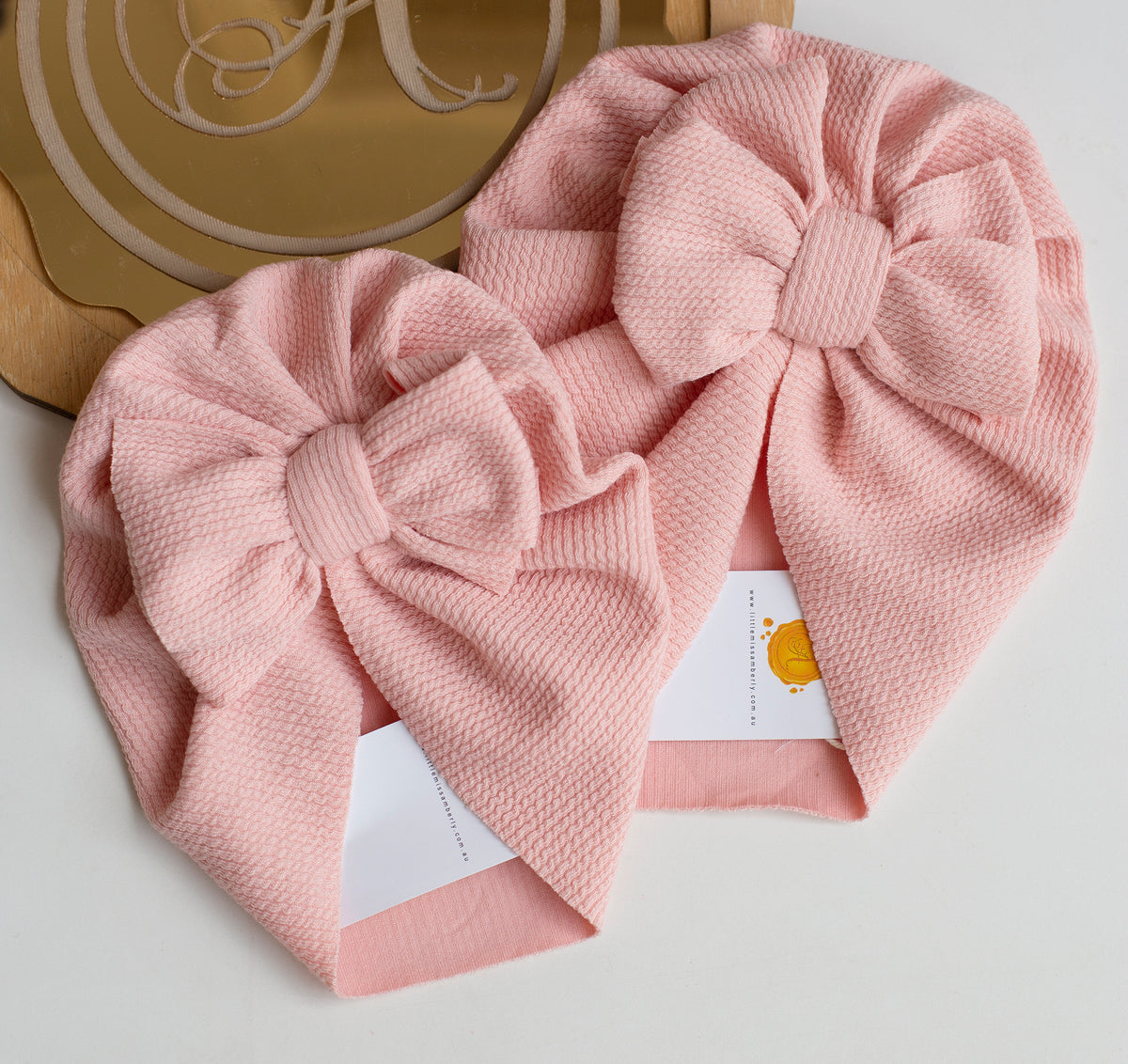 Monica bow turban peach – Little Miss Amberly